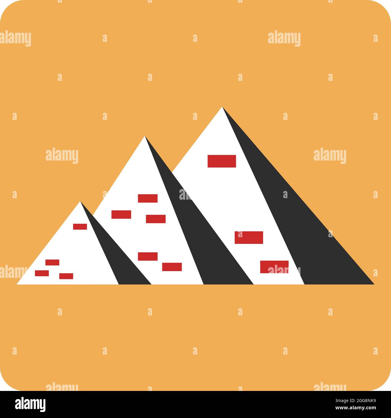 Three pyramids, illustration, vector, on a white background Stock ...
