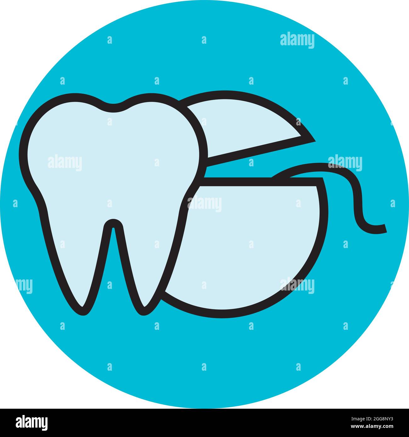 Tooth with dental floss, illustration, vector, on a white background ...