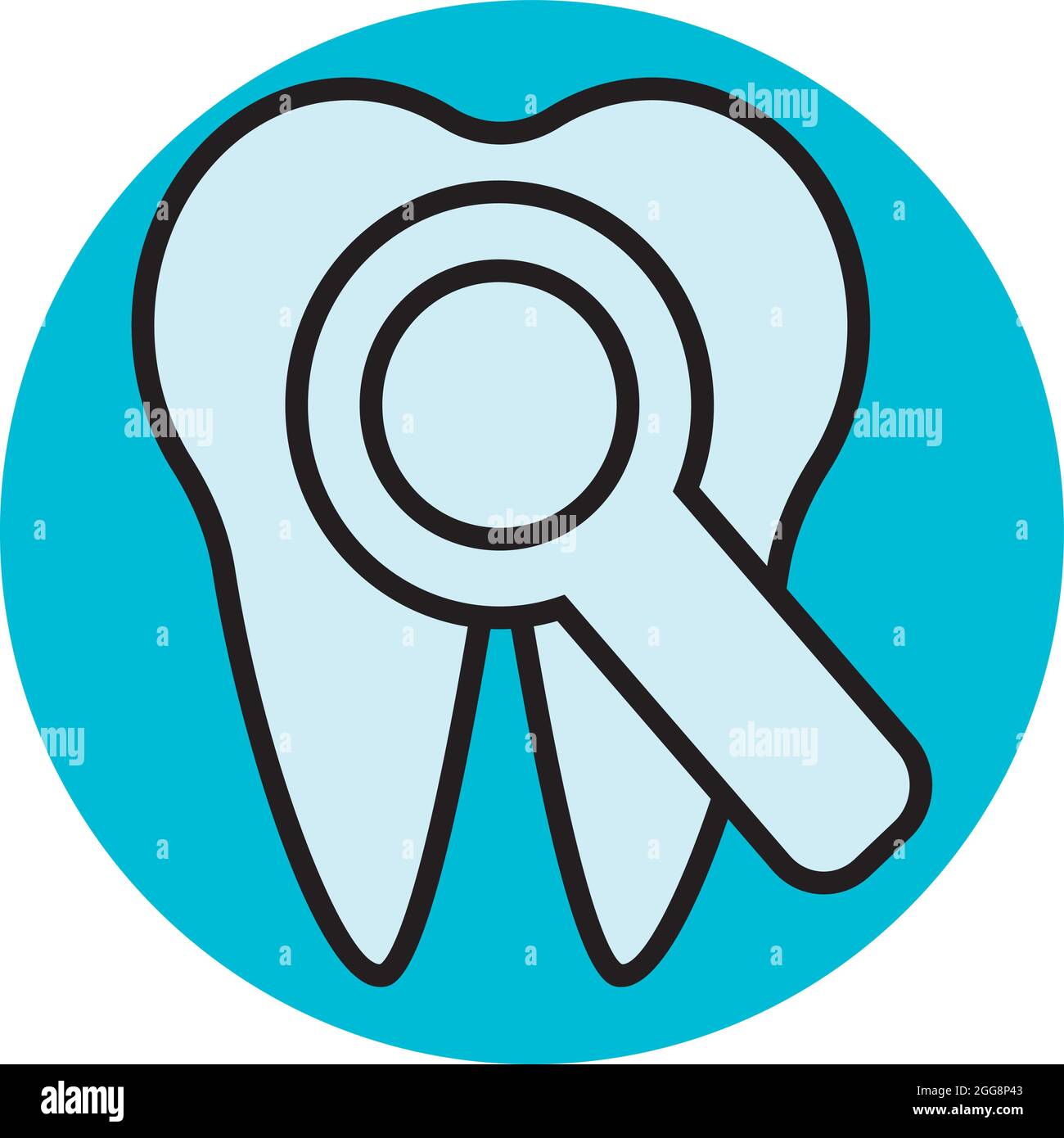 Tooth zoom examination, illustration, vector, on a white background ...
