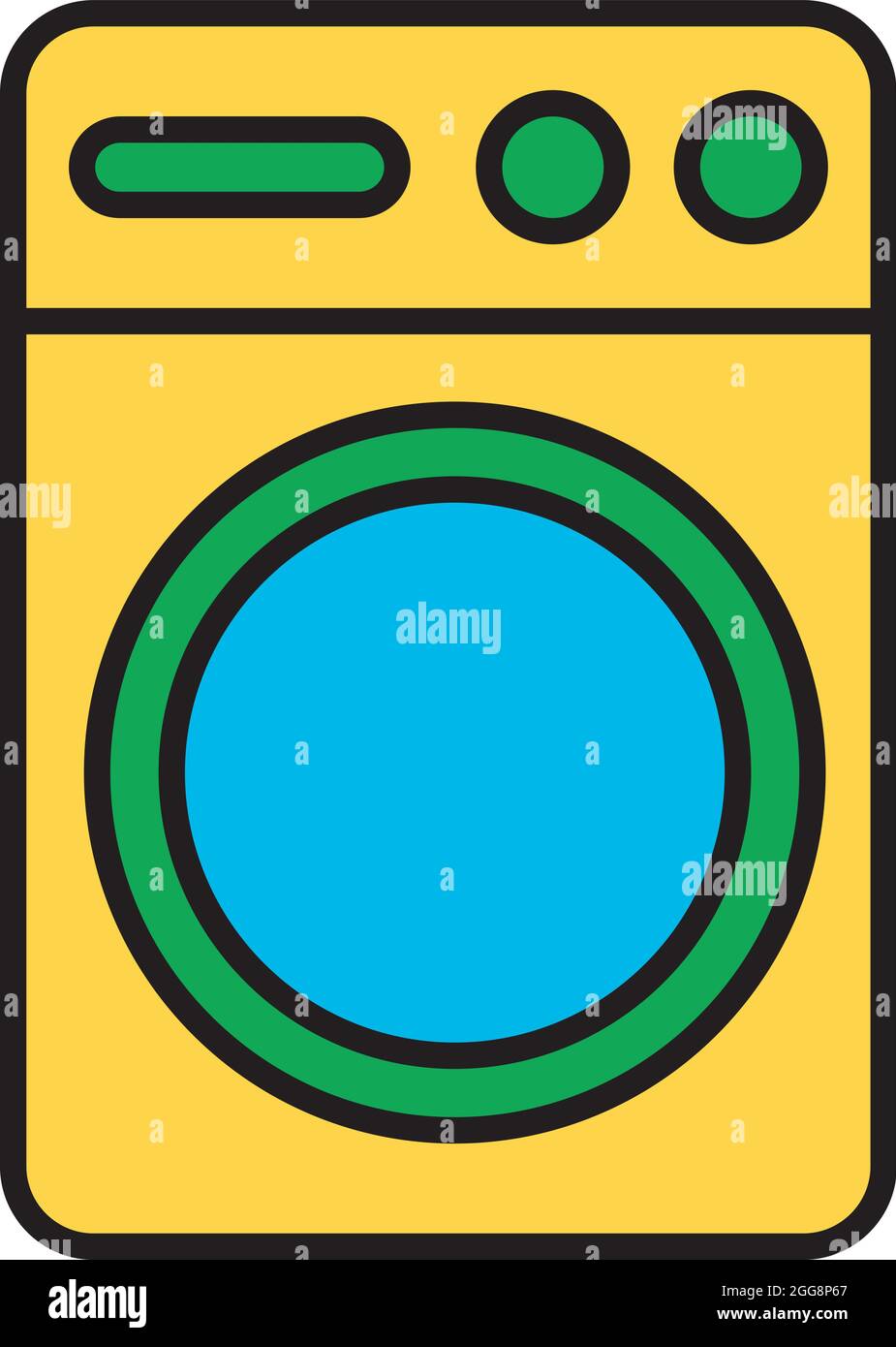 Yellow washing machine, illustration, vector, on a white background ...
