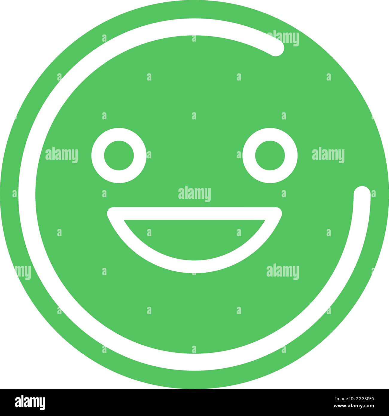 Smiling green emoticon, illustration, vector, on a white background ...
