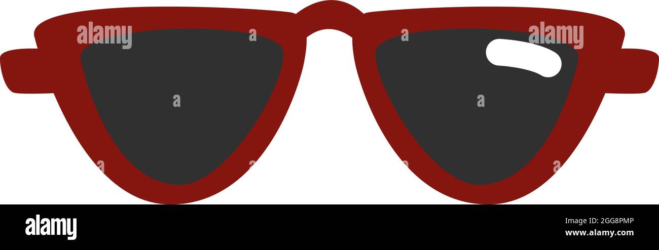 Red modern sunglasses, illustration, vector, on a white background ...