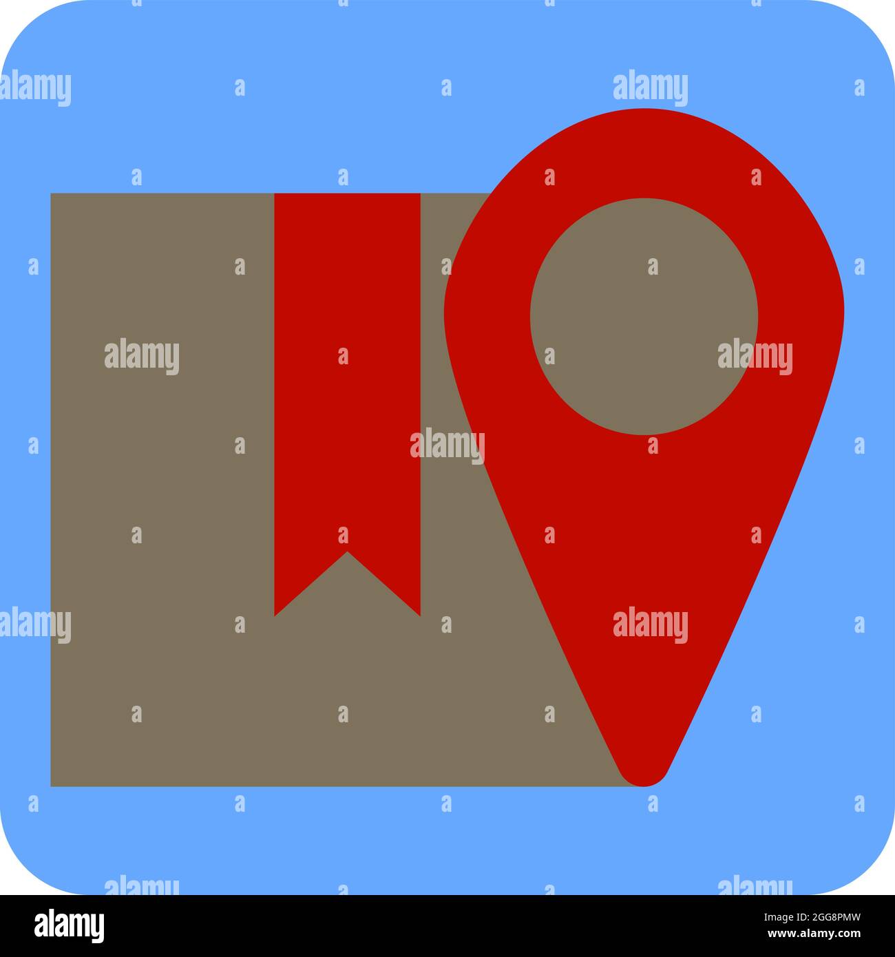 Box with location symbol, illustration, vector, on a white background ...