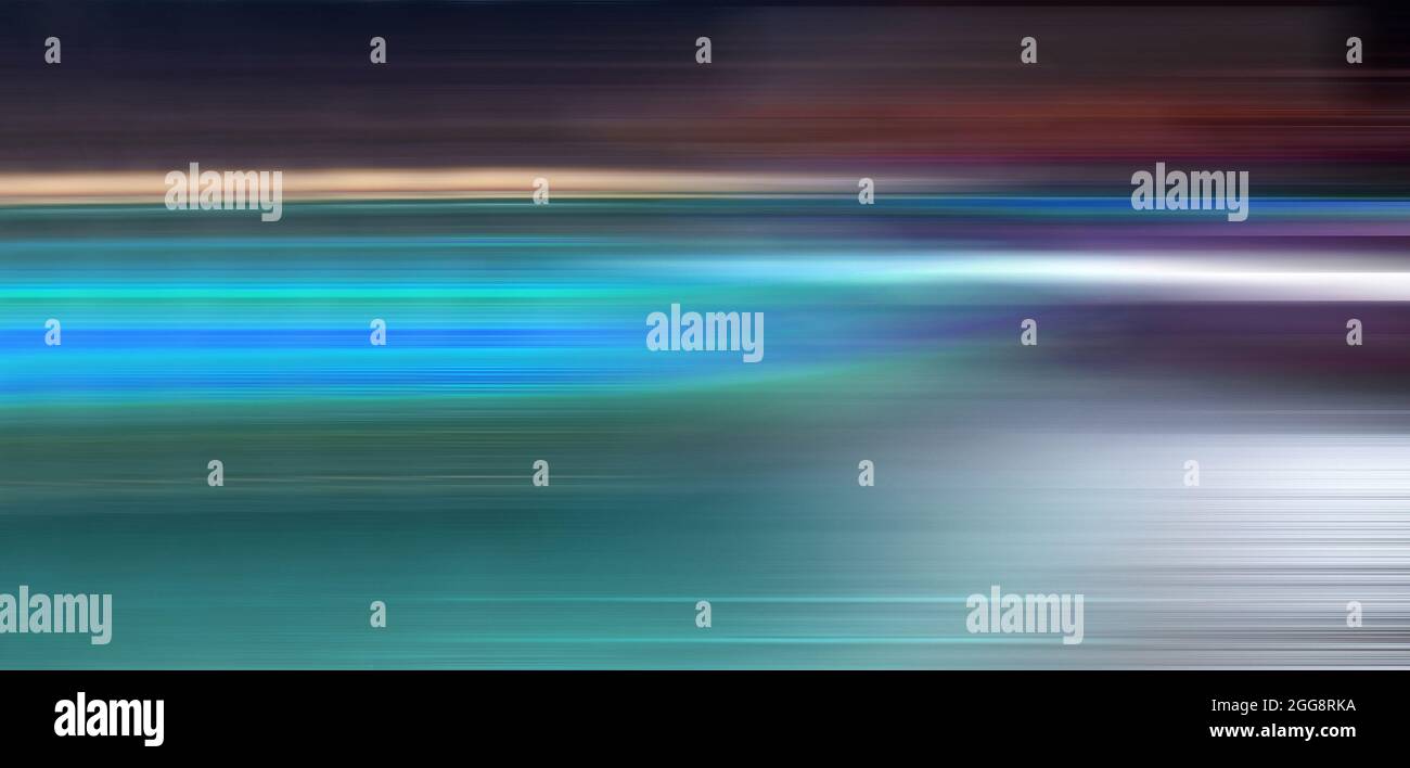 Blurred motion. Blurry lights of rushing cars in the night city ...