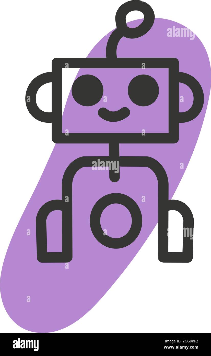 Purple robot, illustration, vector, on a white background Stock Vector ...