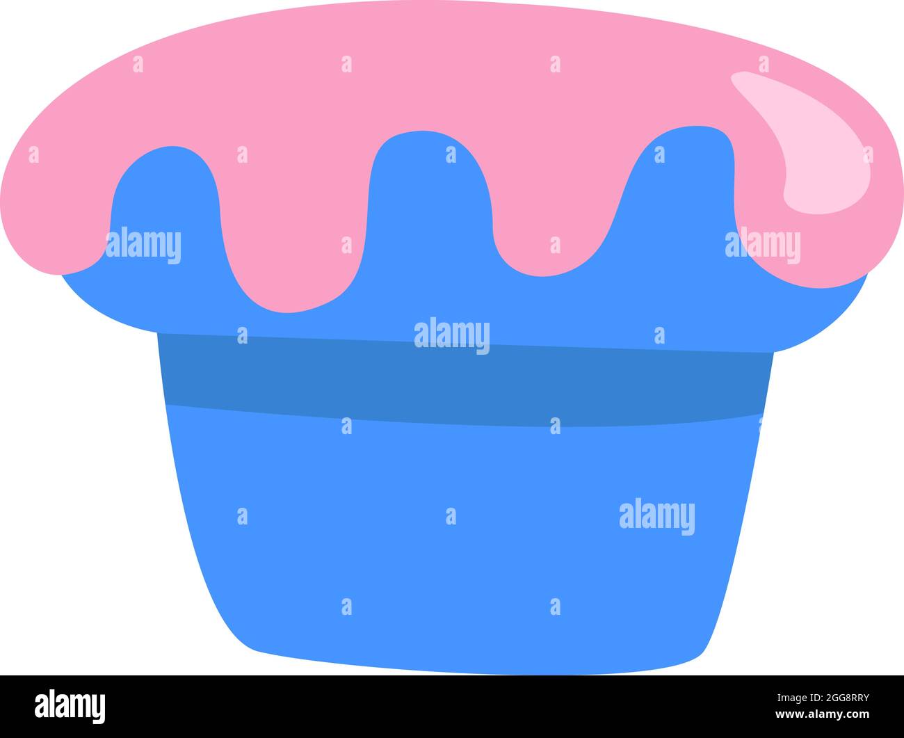 Pink frosting cake, illustration, vector, on a white background Stock ...