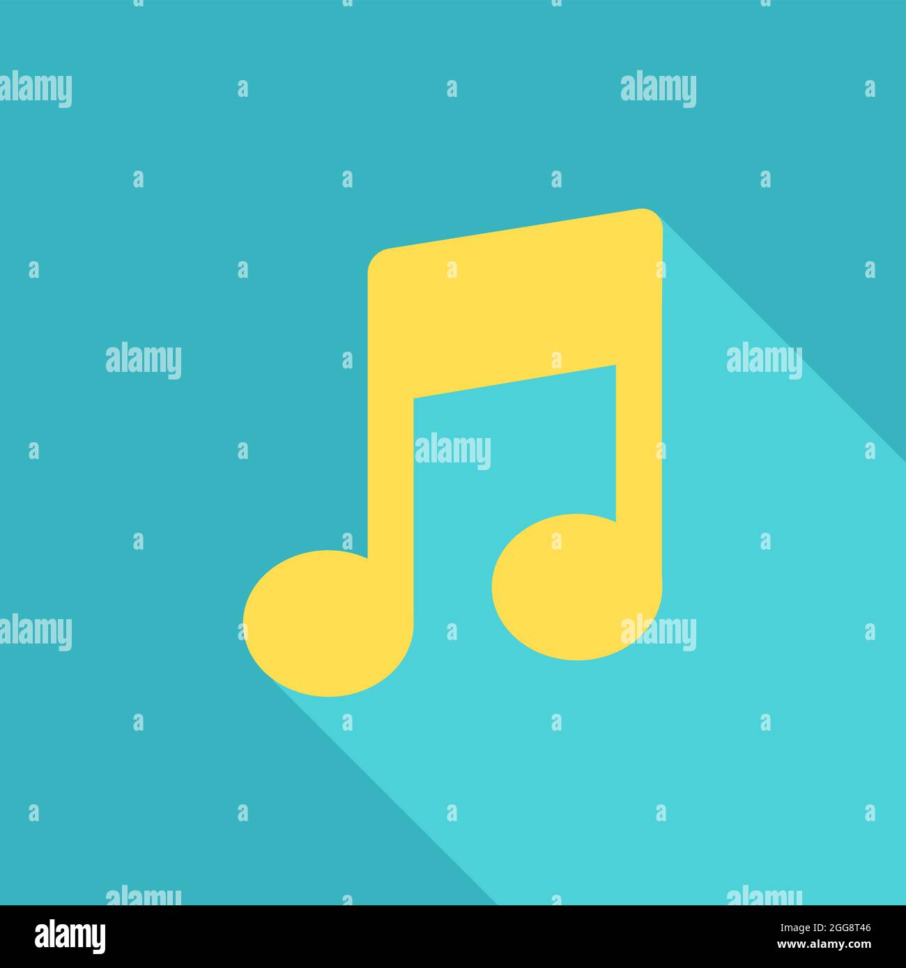 Yellow music note, illustration, vector, on a white background Stock ...