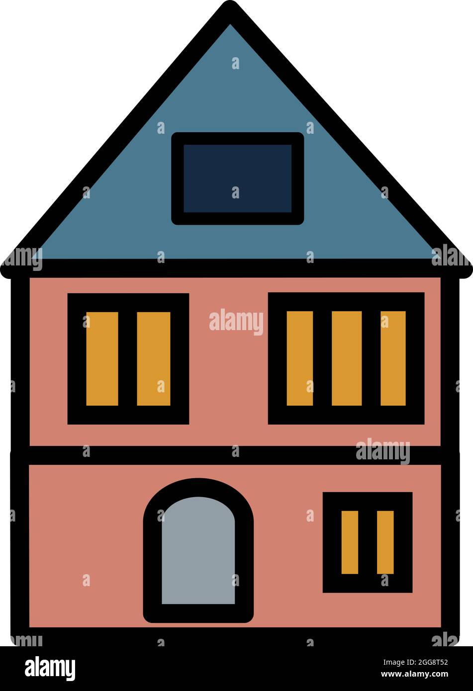 Orange house, illustration, vector, on a white background Stock Vector ...