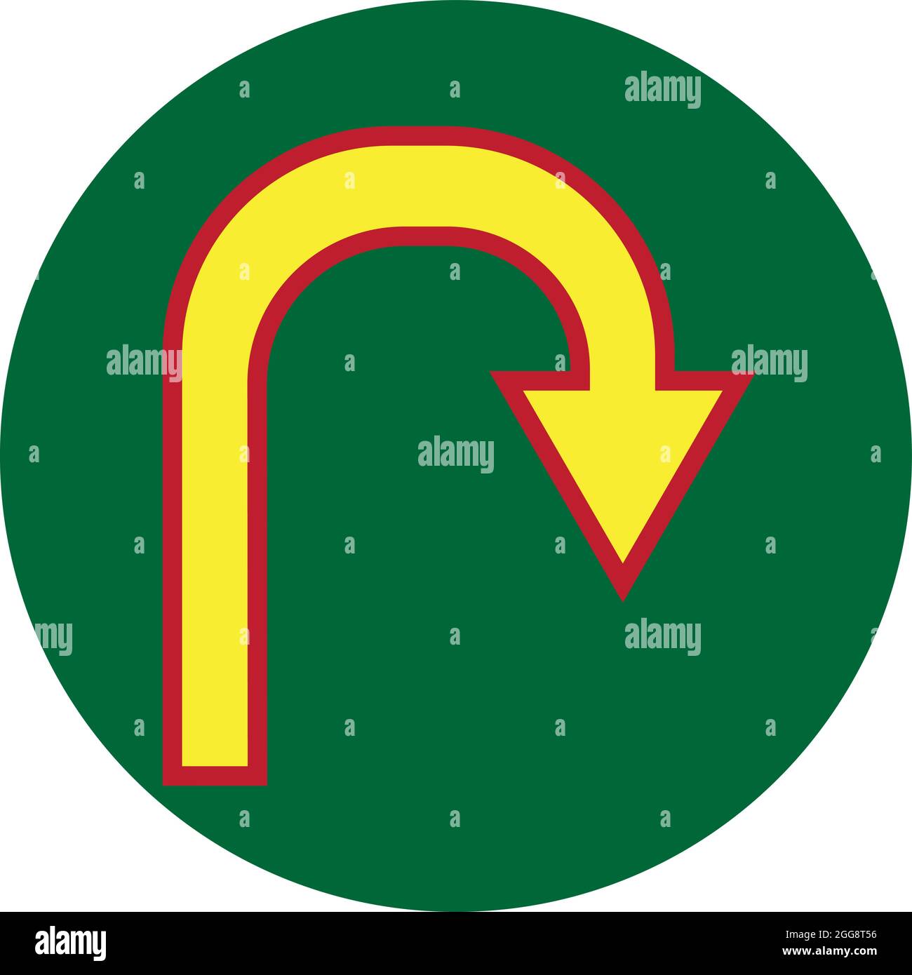 U turn traffic sign, illustration, vector, on a white background Stock ...