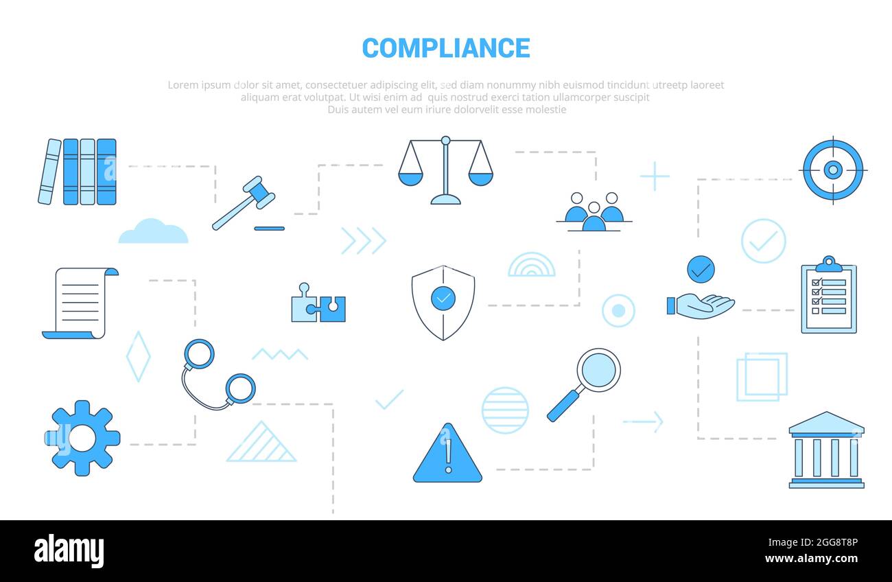 compliance concept with icon set template banner with modern blue color ...