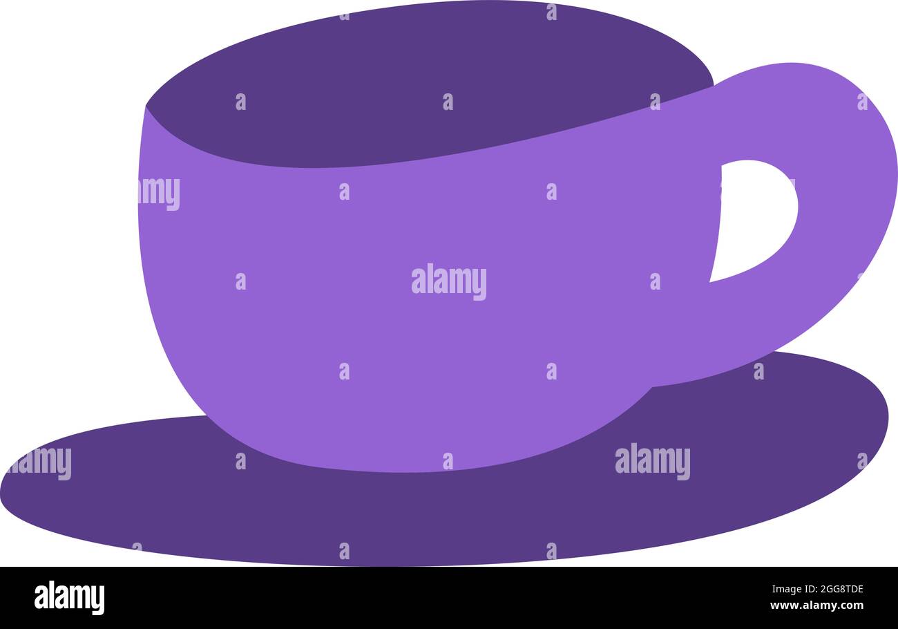 Purple coffee cup, illustration, vector, on a white background Stock ...