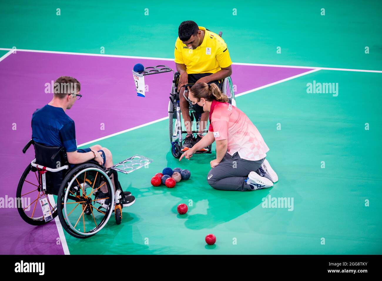 Francis Rombouts pictured in action during the boccia individual BC2 ...
