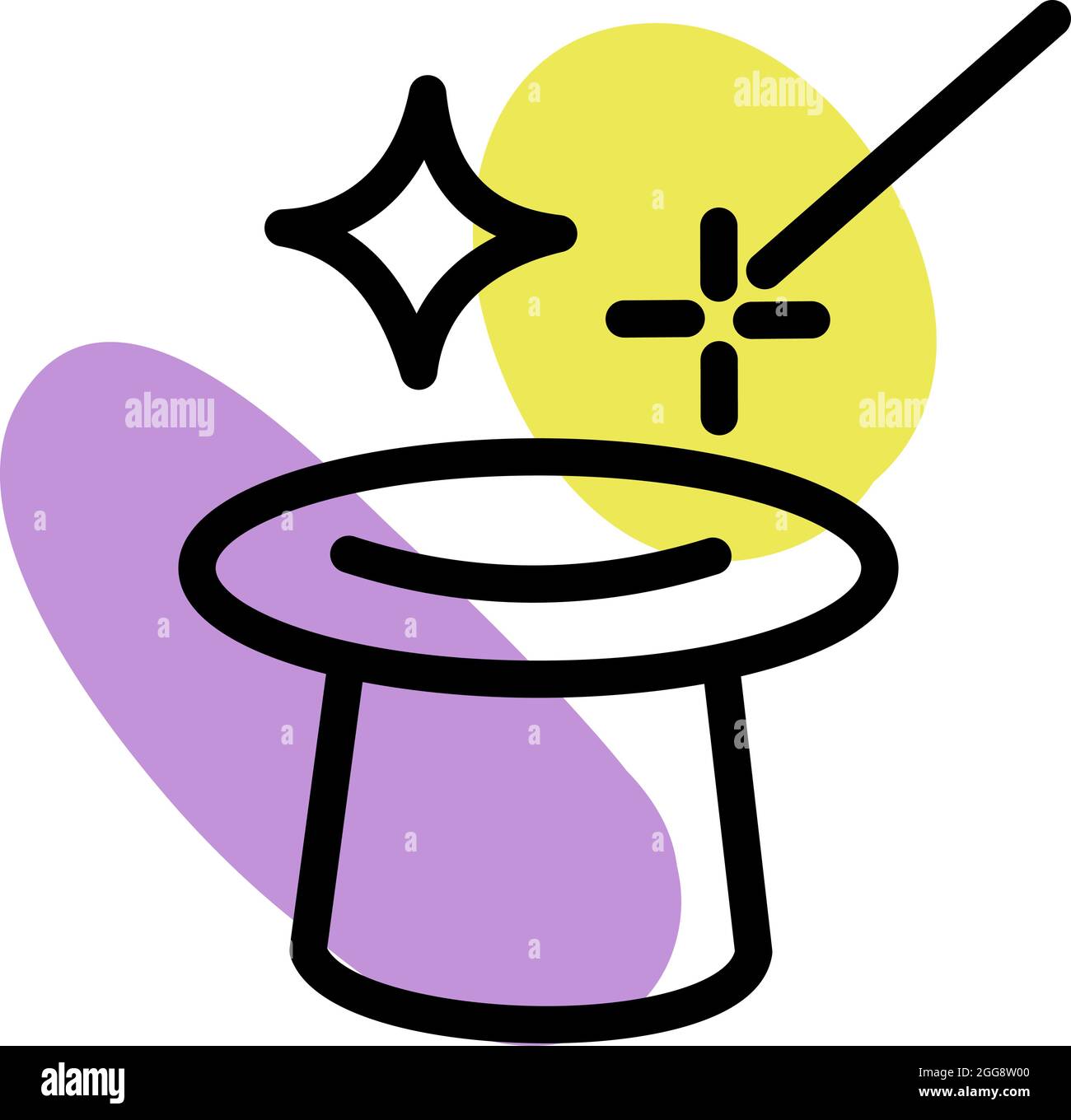 Magic wand and hat, illustration, vector, on a white background Stock ...