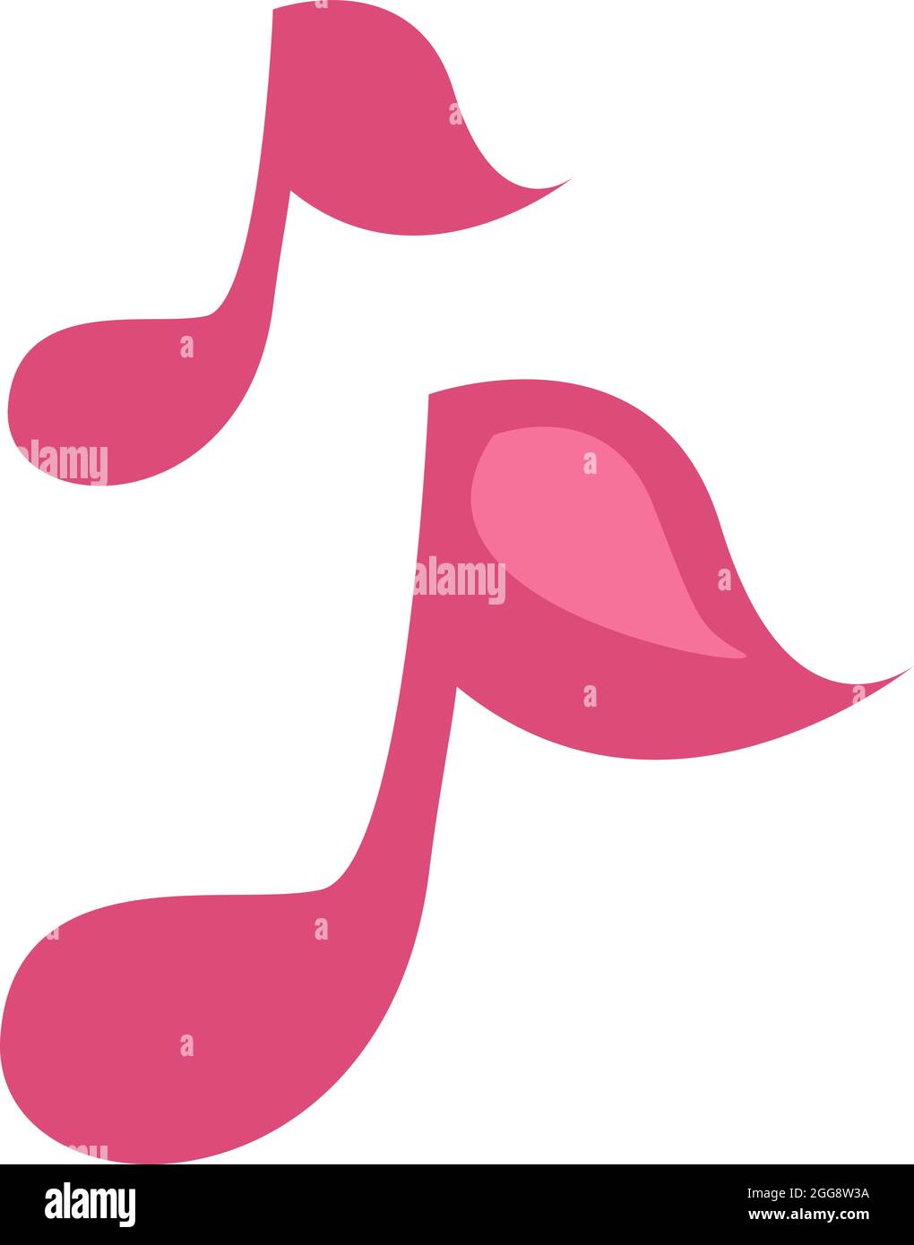 Pink music notes, illustration, vector, on a white background Stock ...