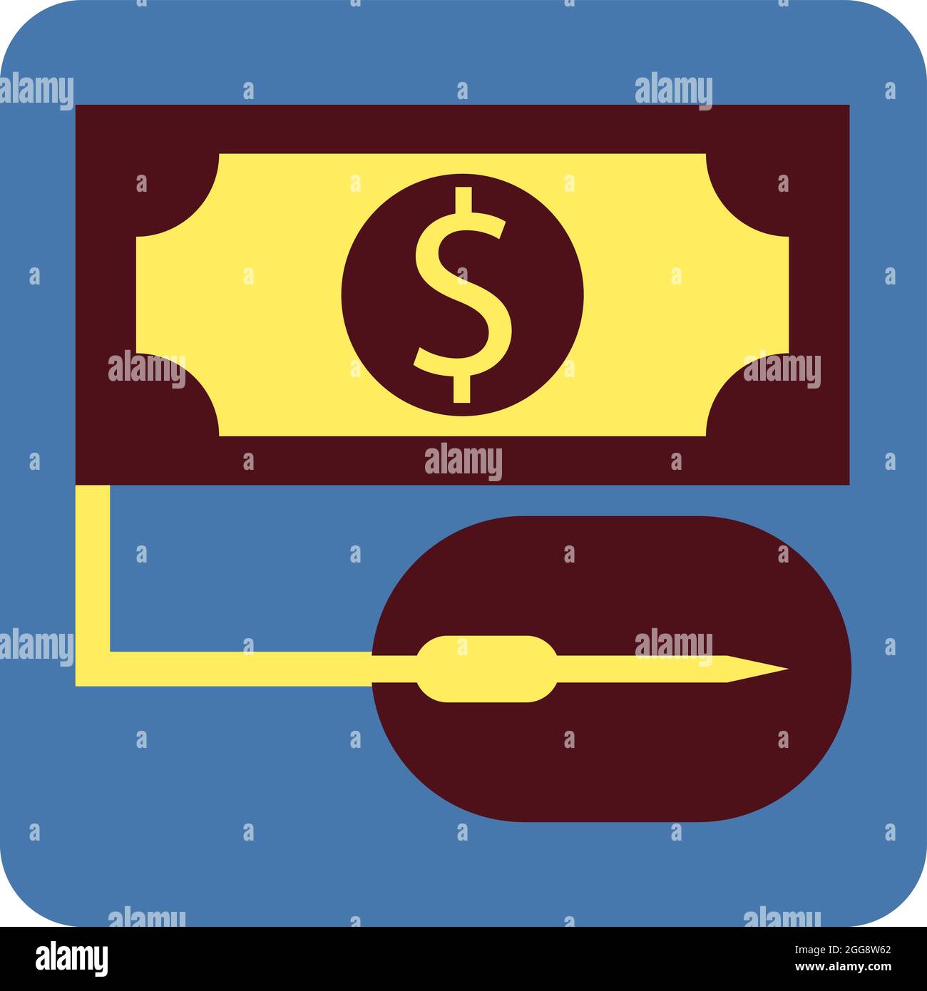 Dollar with mouse, illustration, vector, on a white background Stock ...