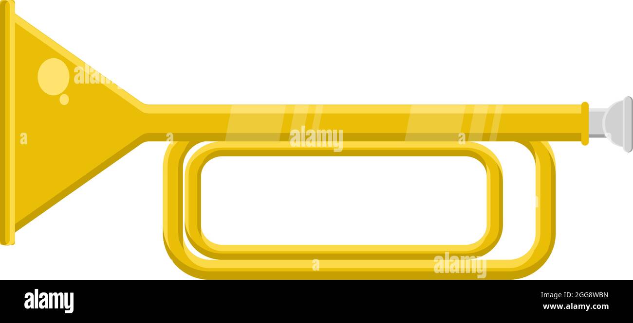 Simple Golden trumpet, illustration, vector on white background Stock ...