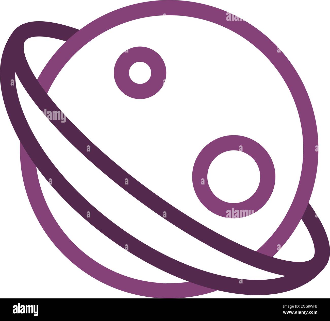 Purple planet with ring, illustration, vector, on a white background ...