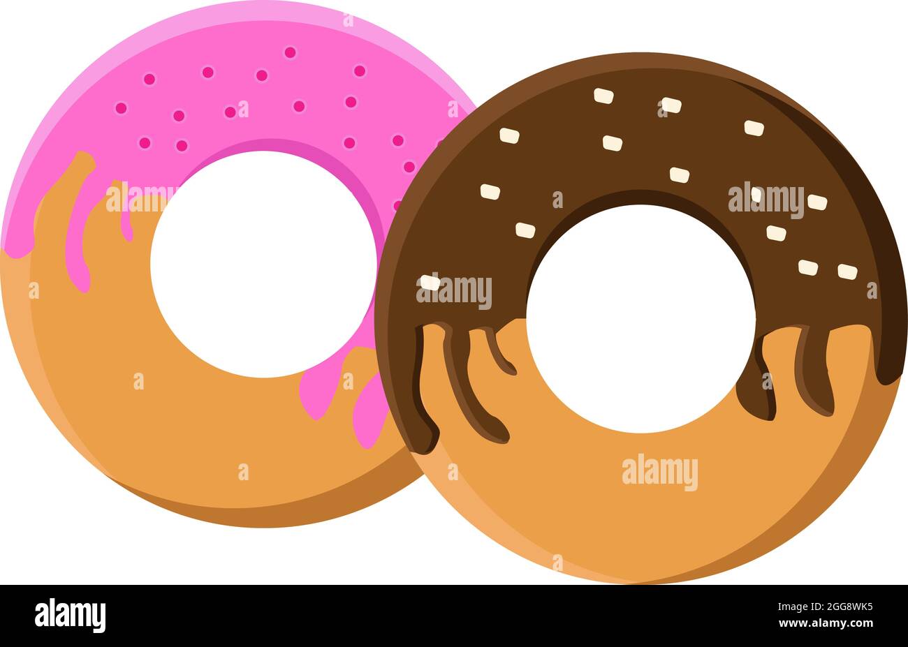 Two donuts, illustration, vector on white background Stock Vector Image ...