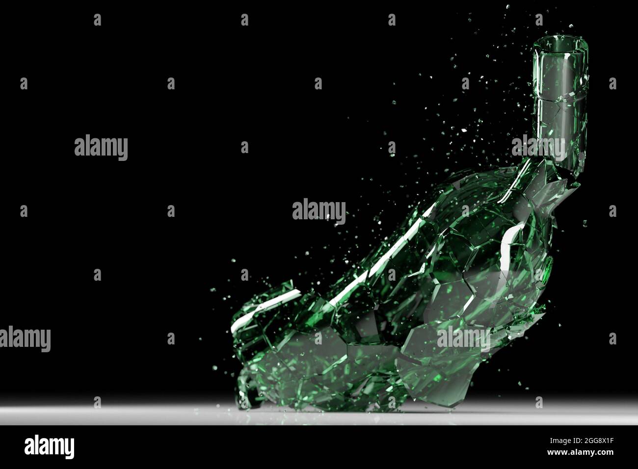 Broken bottle isolated on black background. 3d illustration Stock Photo ...