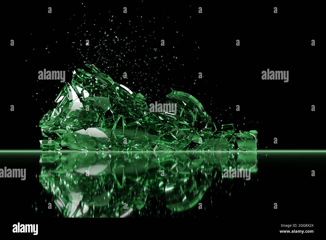 Broken bottle isolated on black background. 3d illustration Stock Photo ...