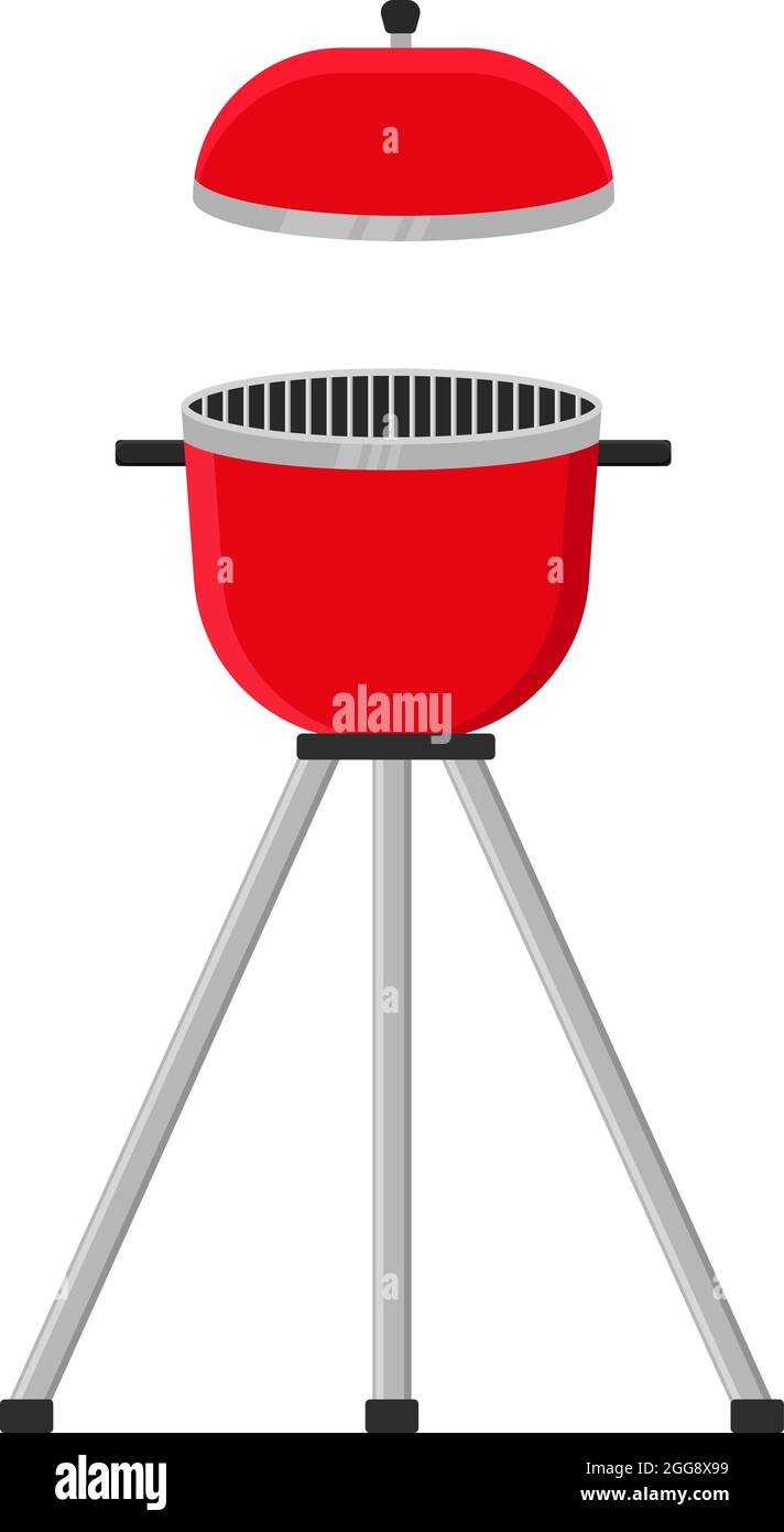 Red Outdoors grill, illustration, vector on white background Stock ...