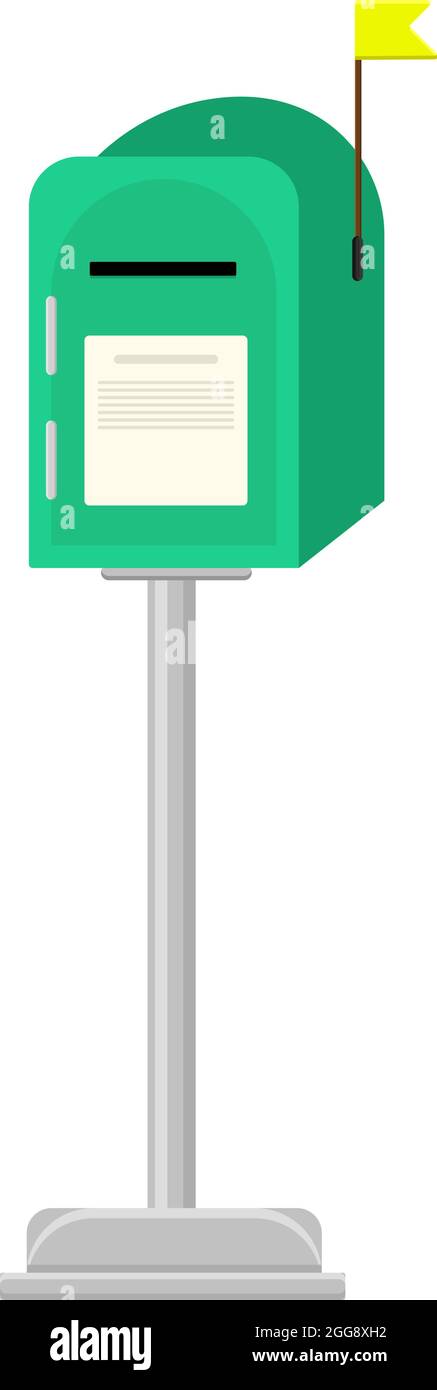 Green mailbox, illustration, vector on white background Stock Vector ...