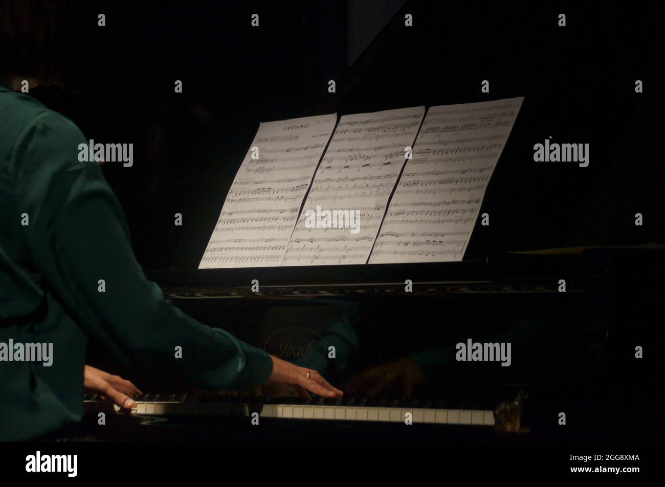 Back view of a pianist playing the piano Stock Photo - Alamy