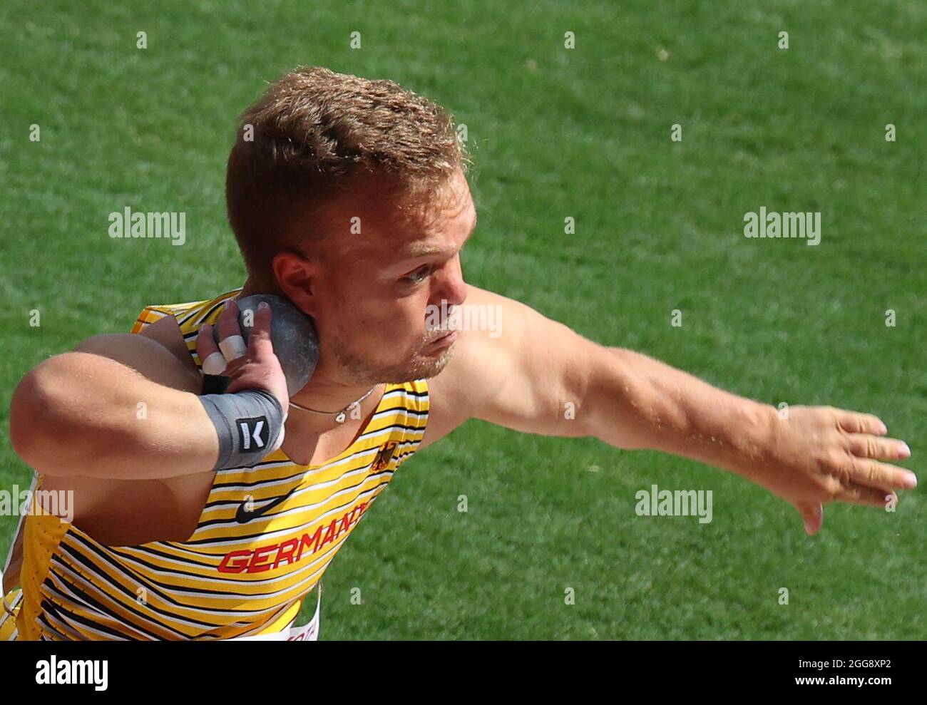 Tokio, Japan. 30th Aug, 2021. Paralympics: Athletics, shot put men, at ...
