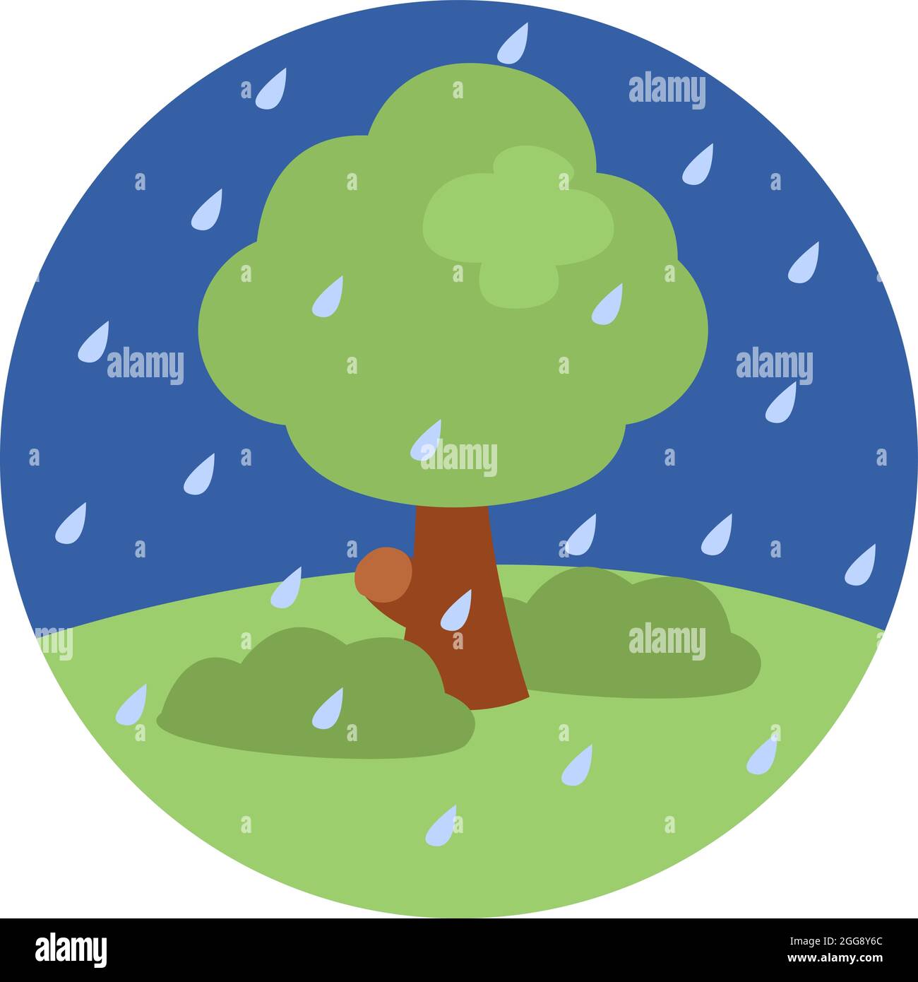 Spring rain on a tree, illustration, vector, on a white background ...
