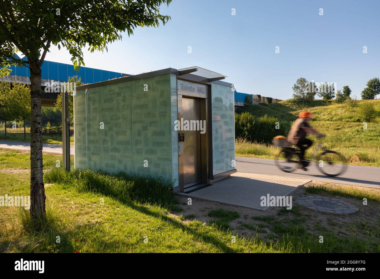 New automatic and hygienic toilet along cycle way in Dortmund Stock ...
