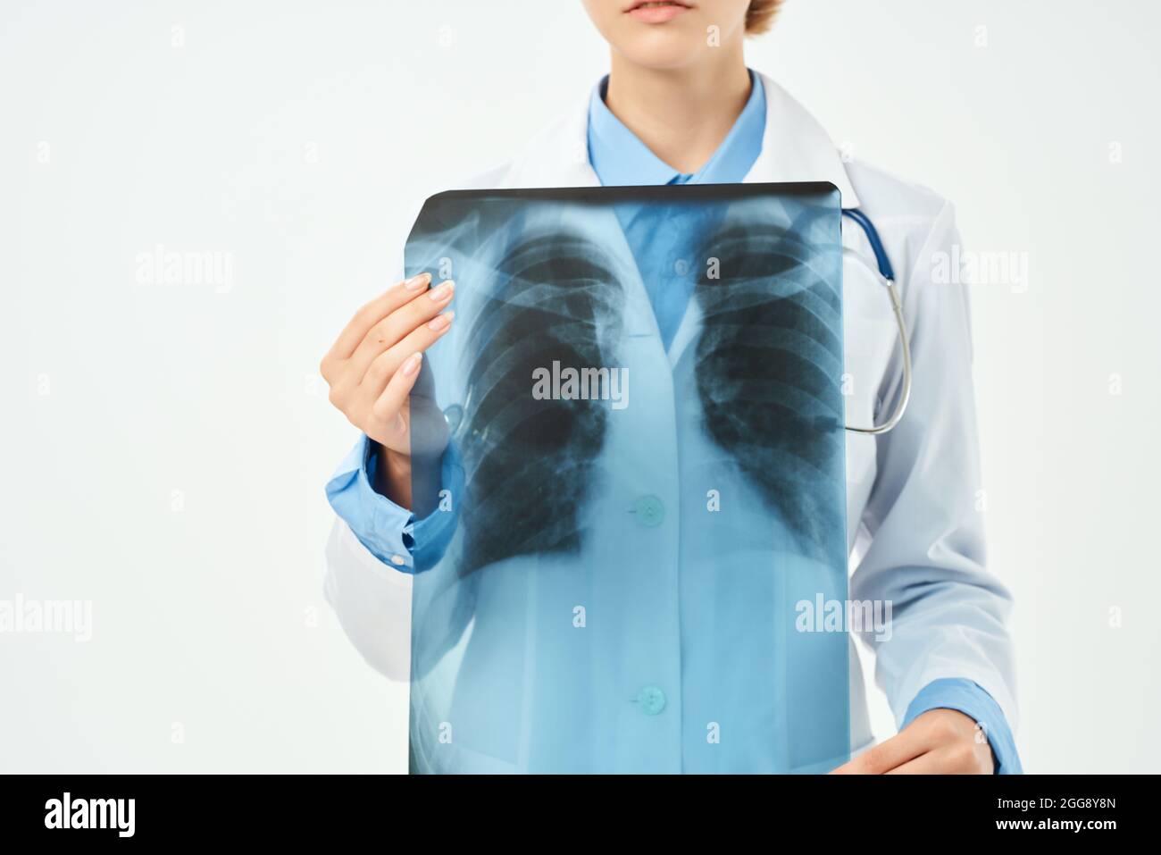 radiologist with x-ray health care isolated background Stock Photo - Alamy