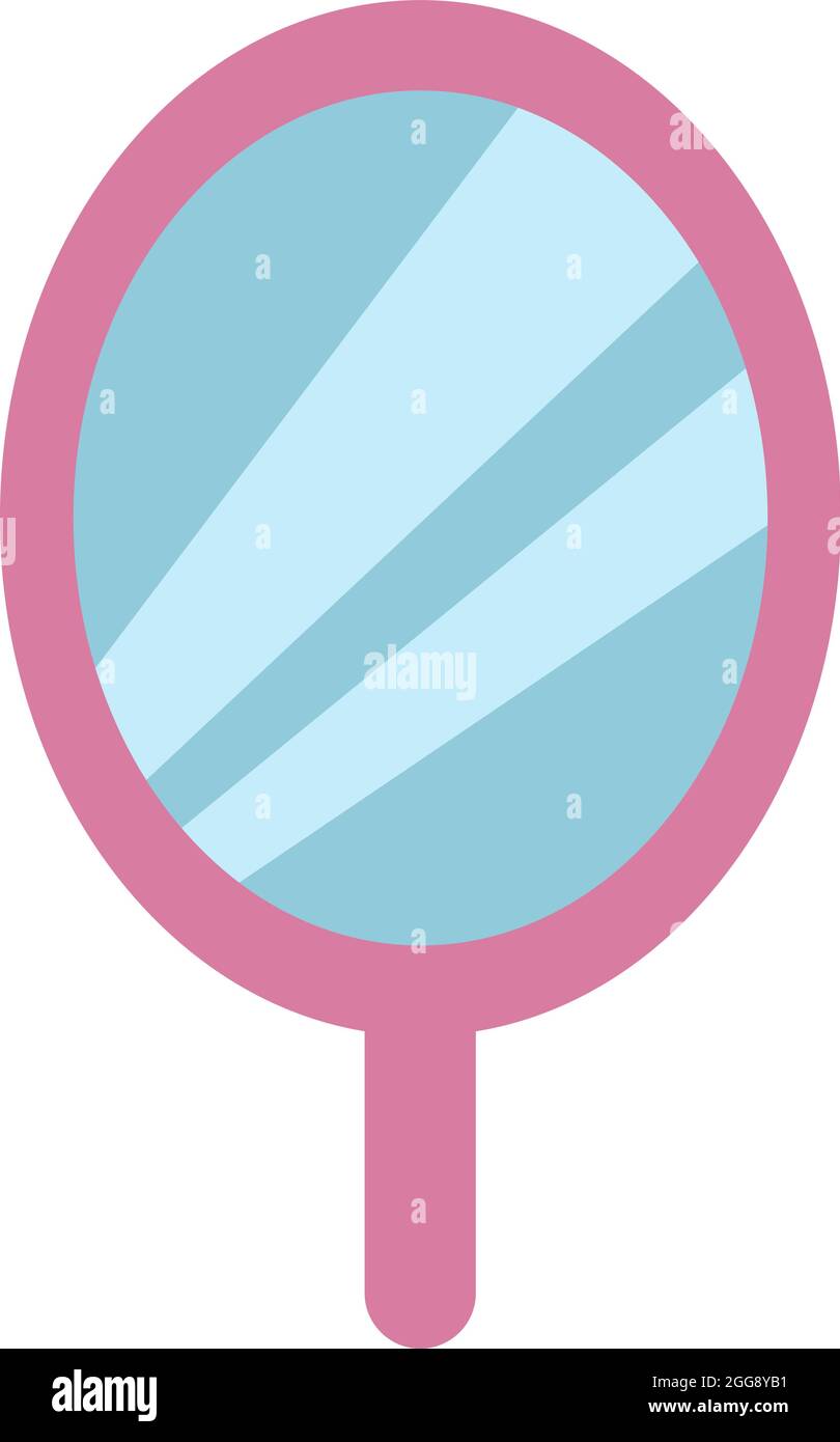 Pink hand mirror, illustration, vector, on a white background Stock ...