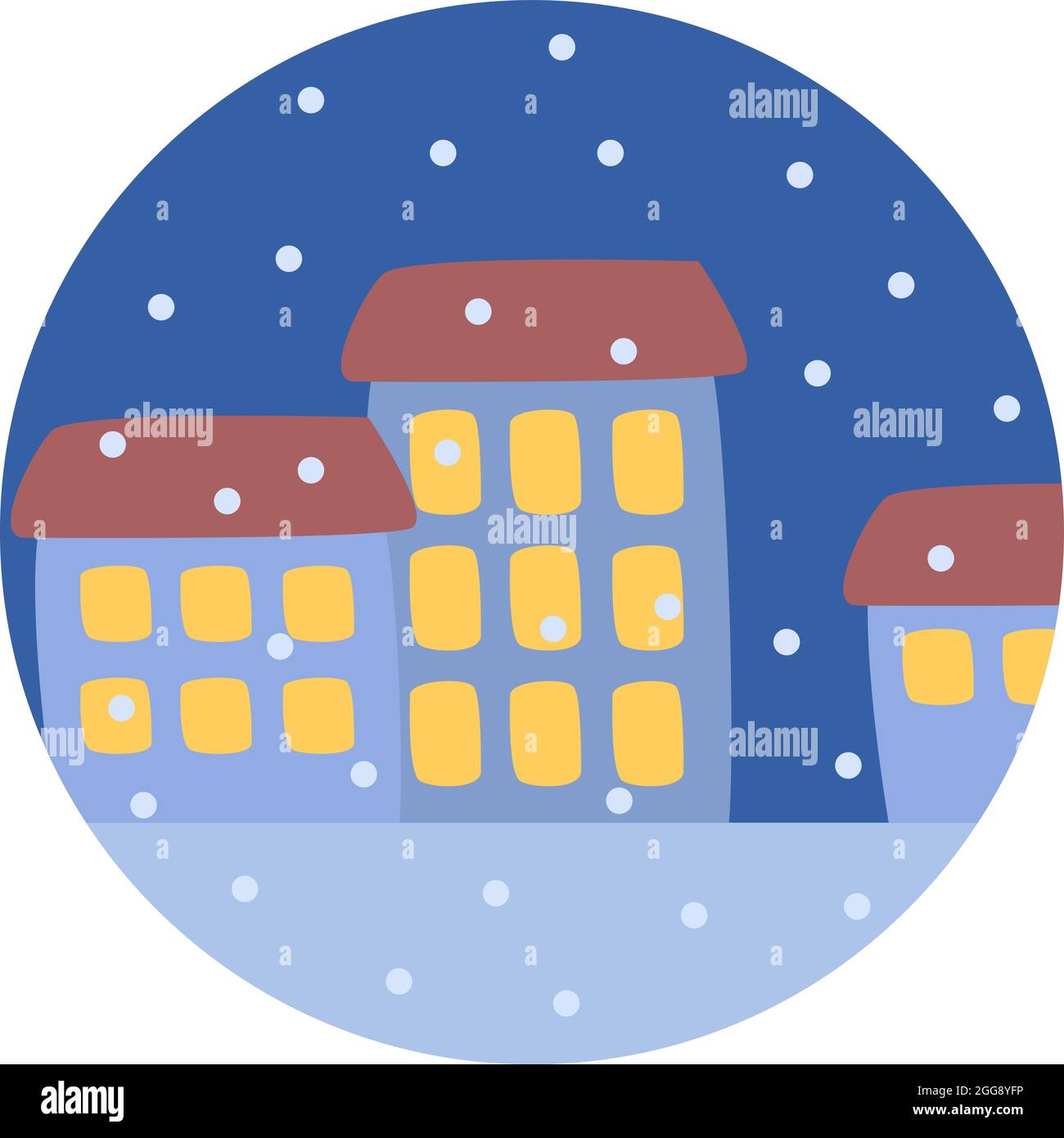 Building covered in snow, illustration, vector, on a white background ...