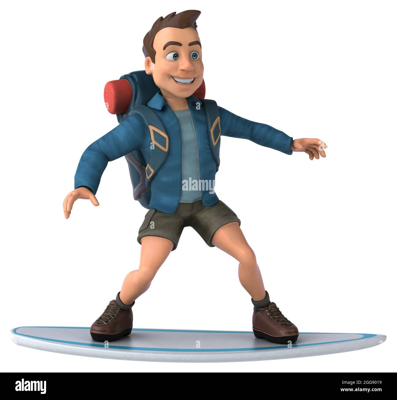 Fun illustration of a 3D cartoon backpacker Stock Photo - Alamy