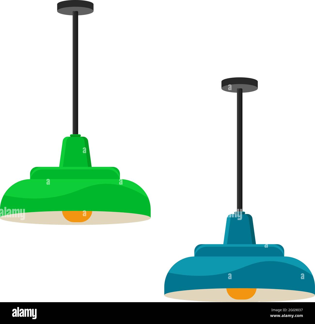 Two ceiling lamps, illustration, vector on white background Stock ...