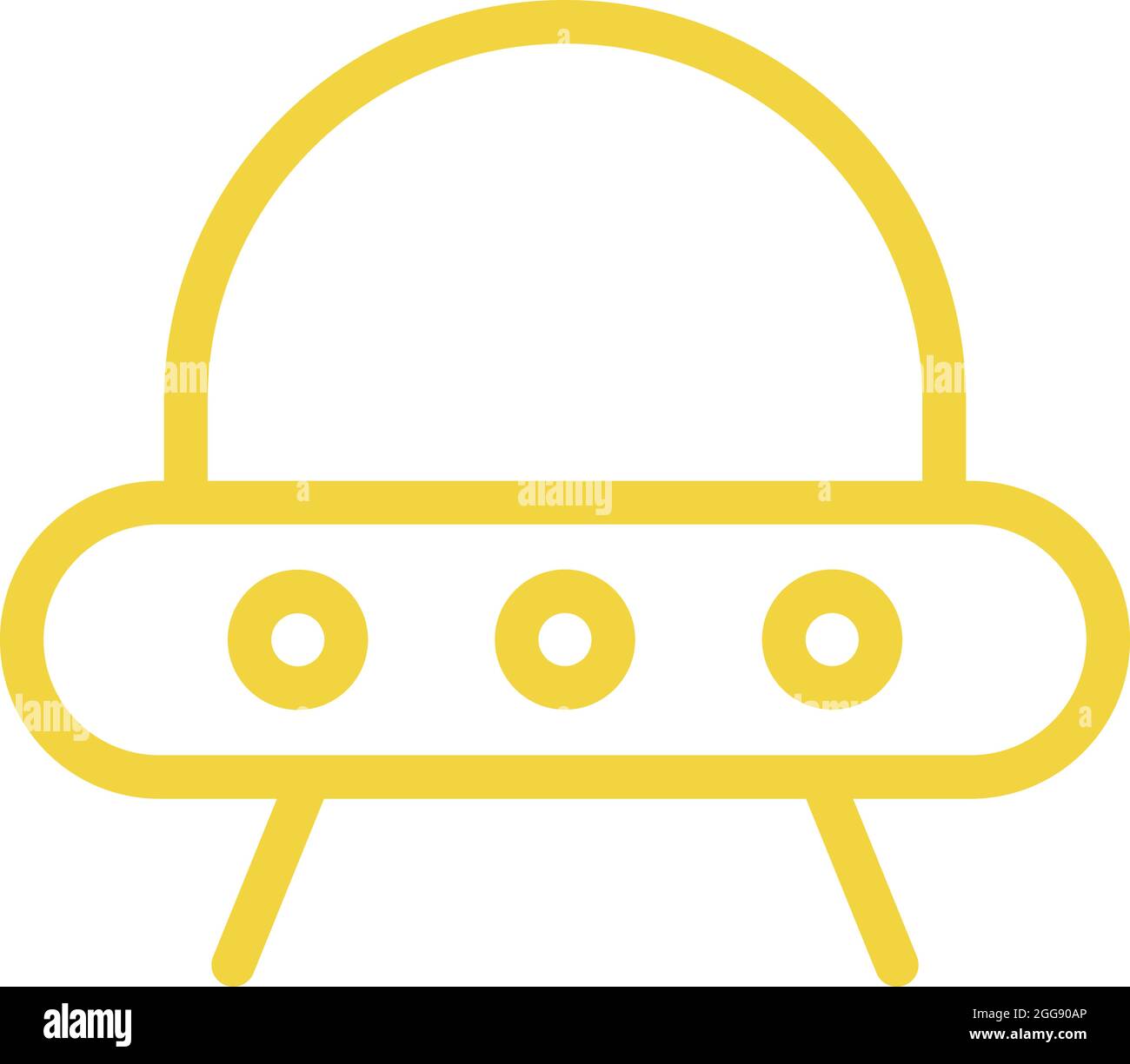 Yellow space ship, illustration, vector, on a white background Stock ...
