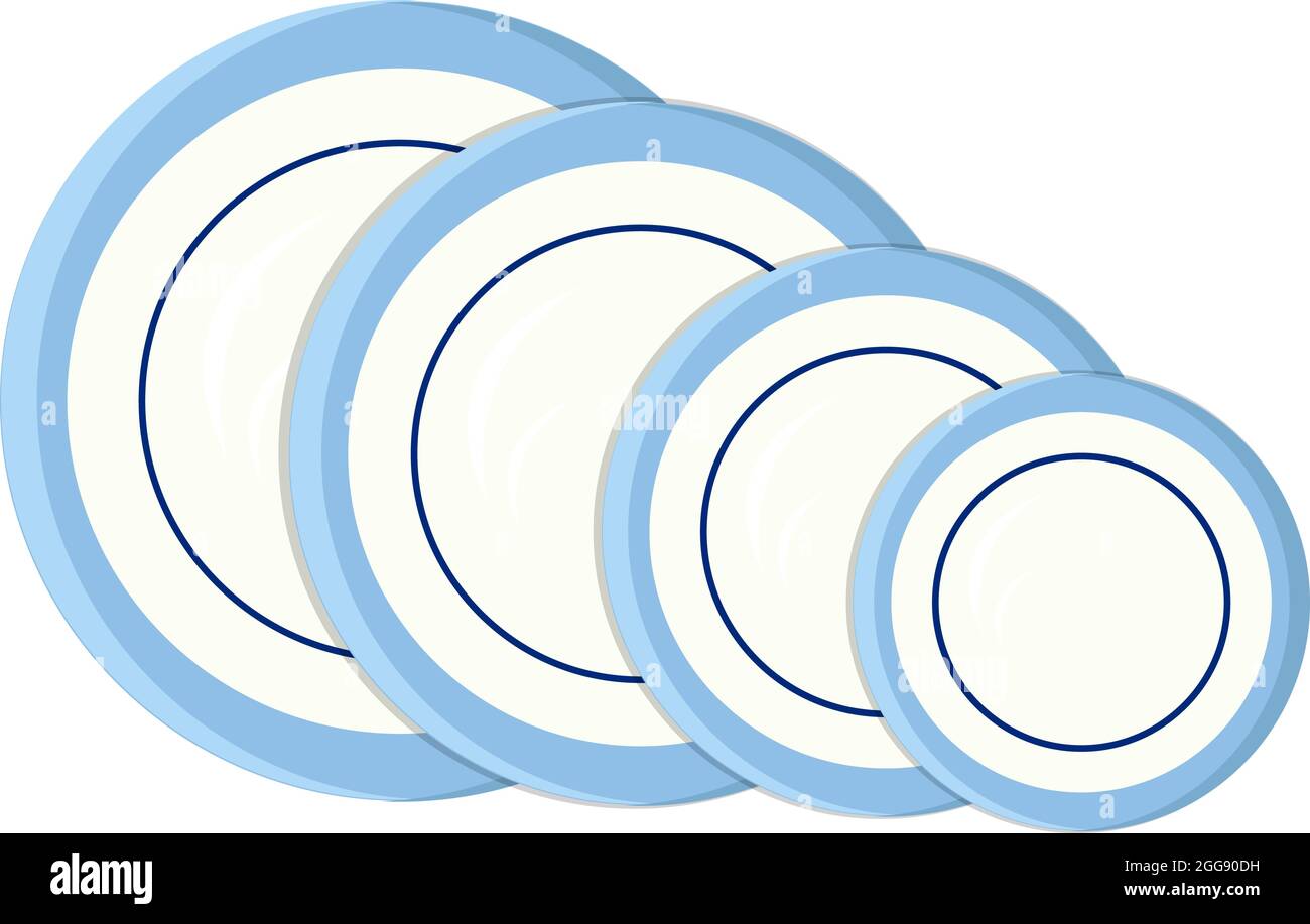 Four plates, illustration, vector on white background Stock Vector ...