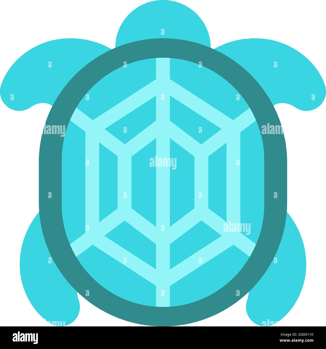 Turtle with blue shell, illustration, vector, on a white background ...