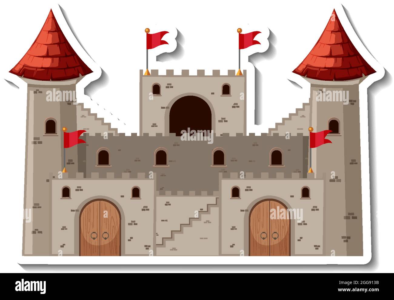 Stone castle and fortress cartoon sticker illustration Stock Vector ...