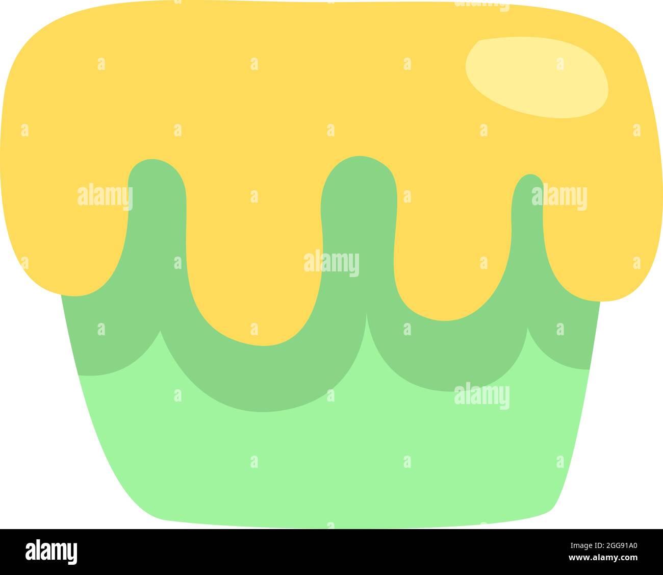 Yellow frosting cake, illustration, vector, on a white background Stock ...