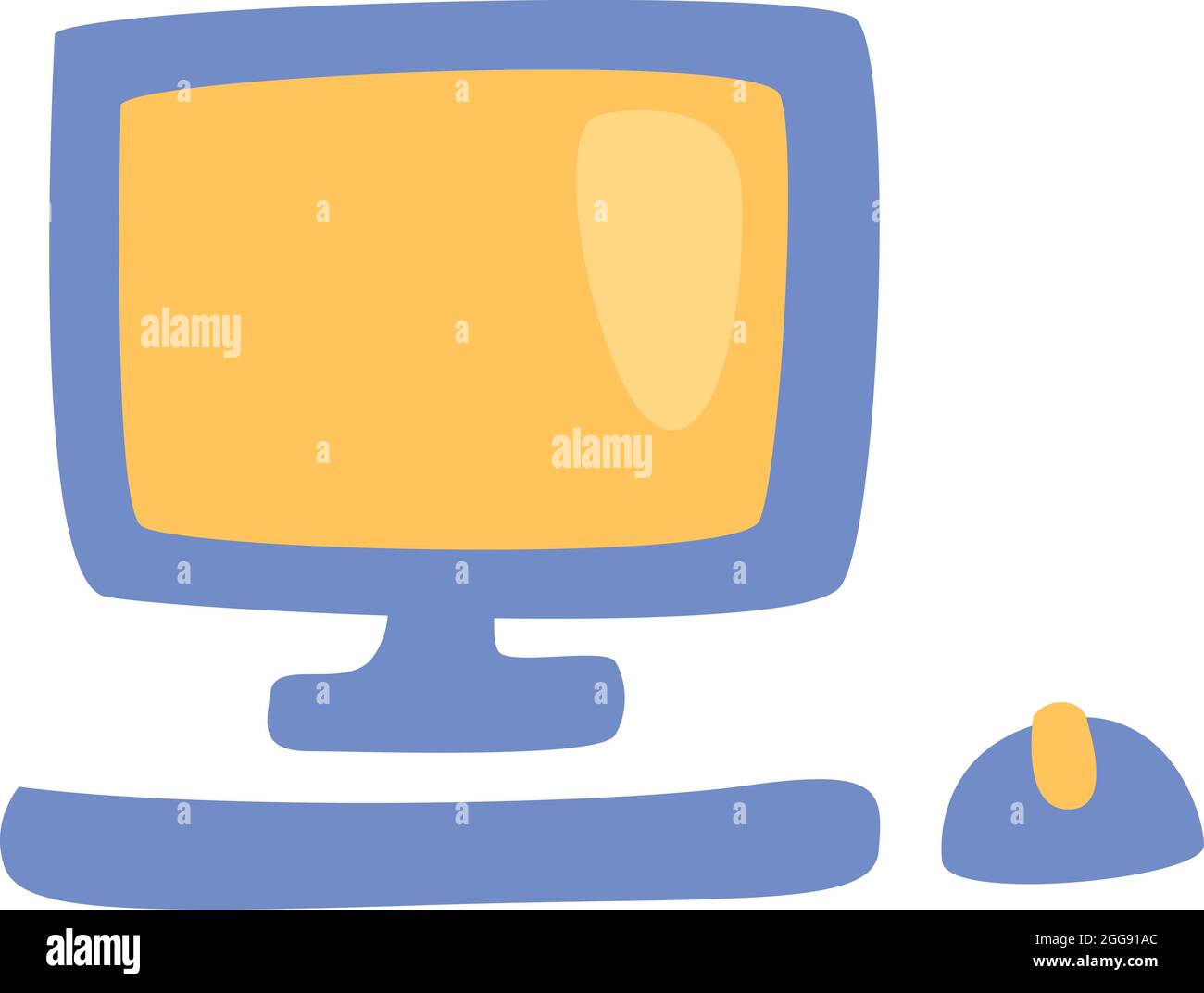 Desktop pc, illustration, vector, on a white background Stock Vector ...