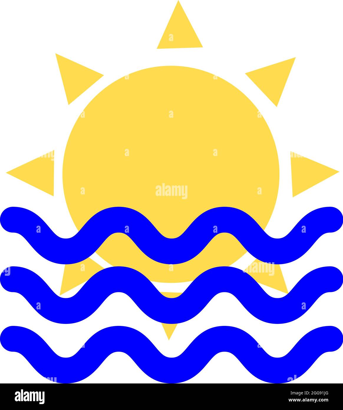 Sun and sea, illustration, vector, on a white background Stock Vector ...