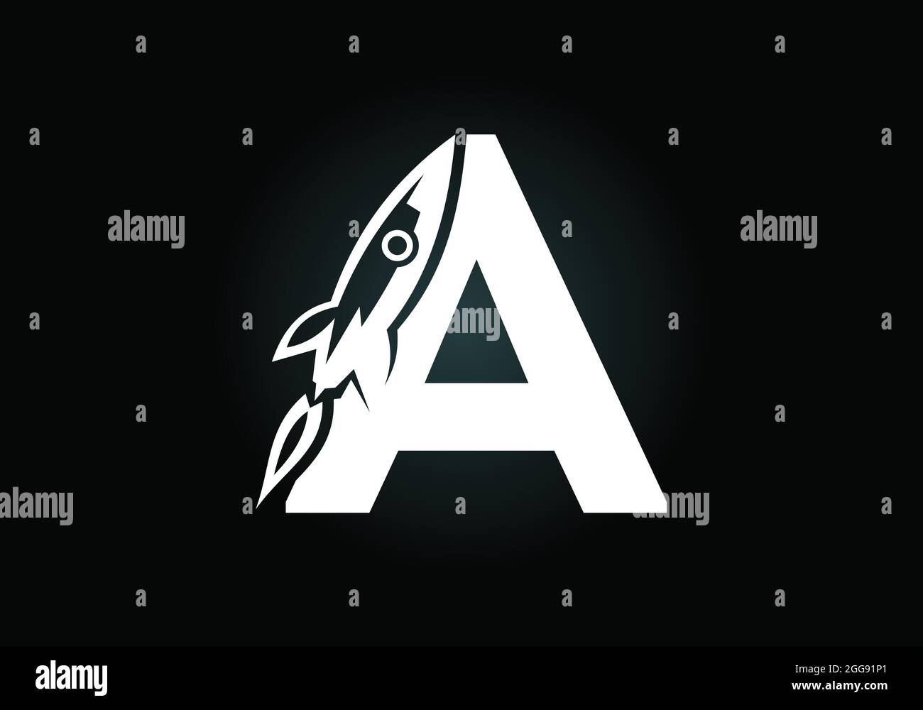 Initial A monogram letter alphabet with a Rocket logo design. Rocket ...