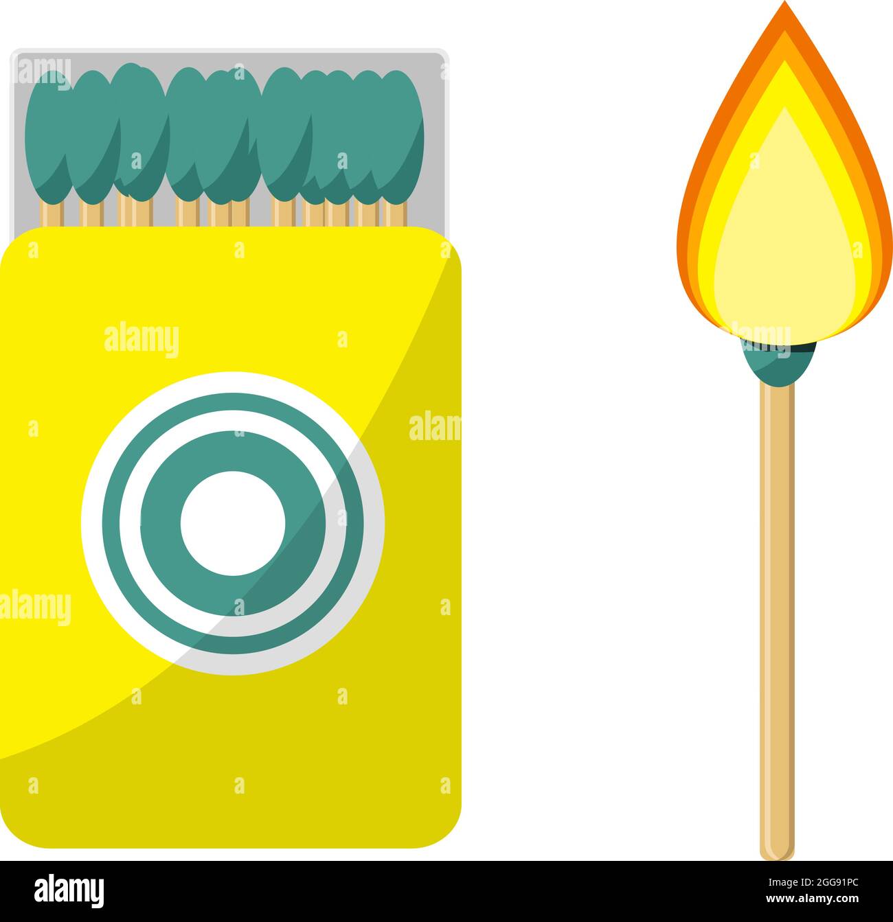 Yellow matchbox, illustration, vector on white background Stock Vector ...