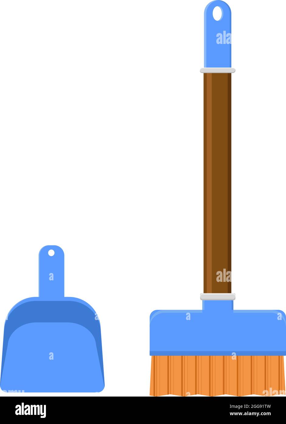 Dust pan and broom, illustration, vector on white background Stock ...