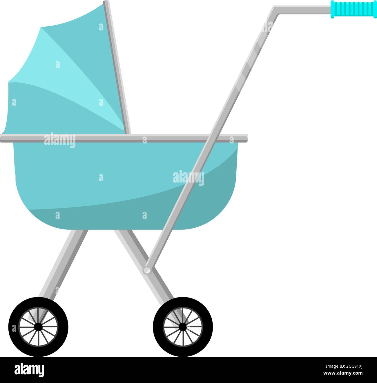 Blue baby trolley, illustration, vector on white background Stock ...