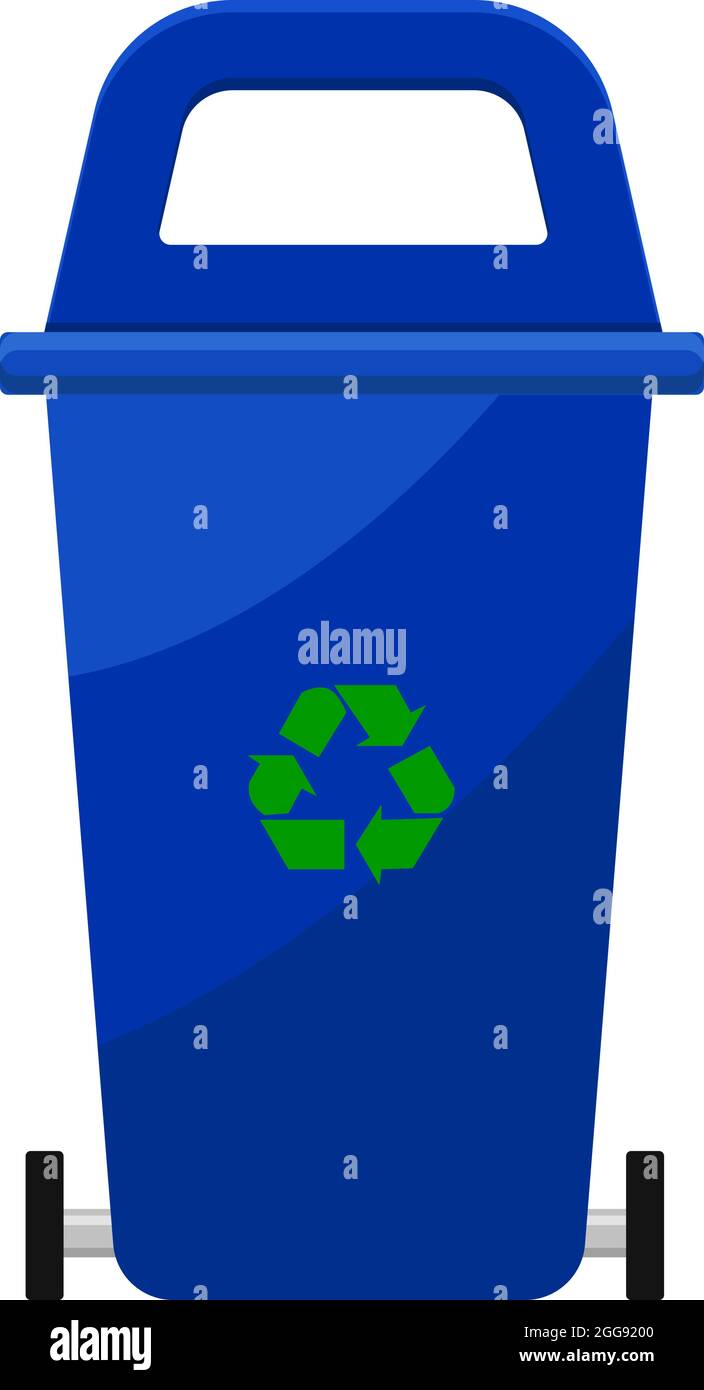 Blue trash bin, illustration, vector on white background Stock Vector ...
