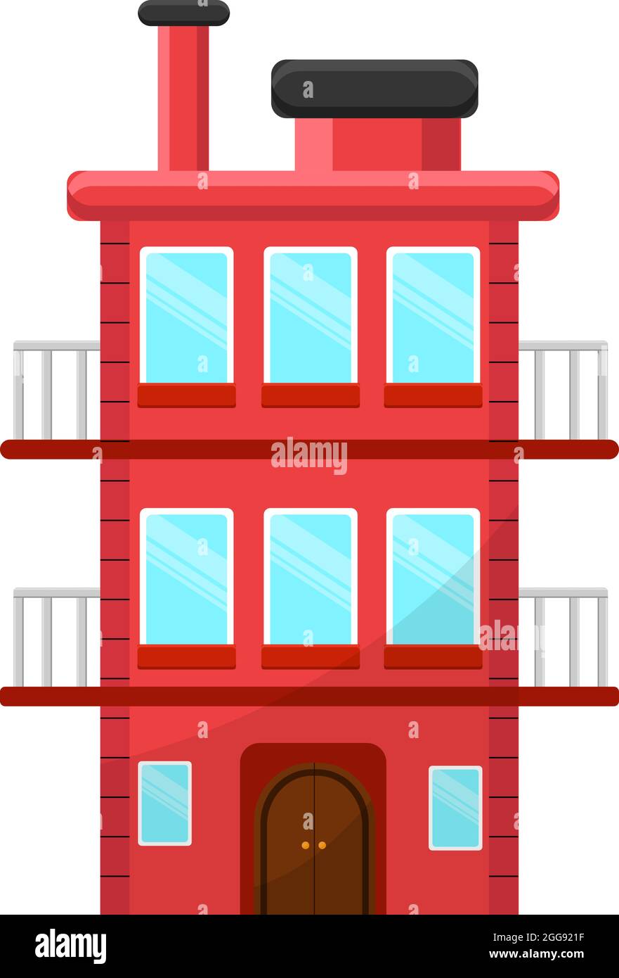 Red building, illustration, vector on white background Stock Vector ...