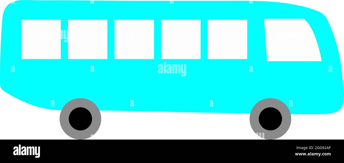 Blue tourist bus, illustration, vector, on a white background Stock ...