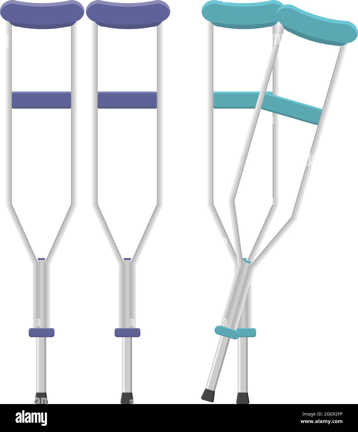 Walking crutches, illustration, vector on white background Stock Vector ...